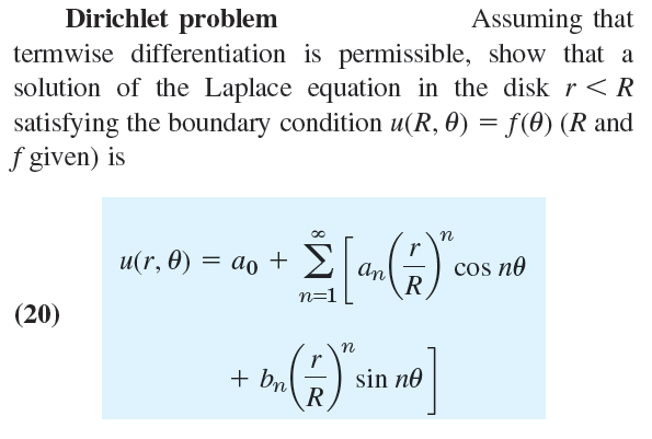 Solved Dirichlet problem Assuming that termwise | Chegg.com