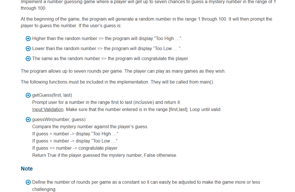 Solved Write a Python CodeImplement a number guessing game | Chegg.com
