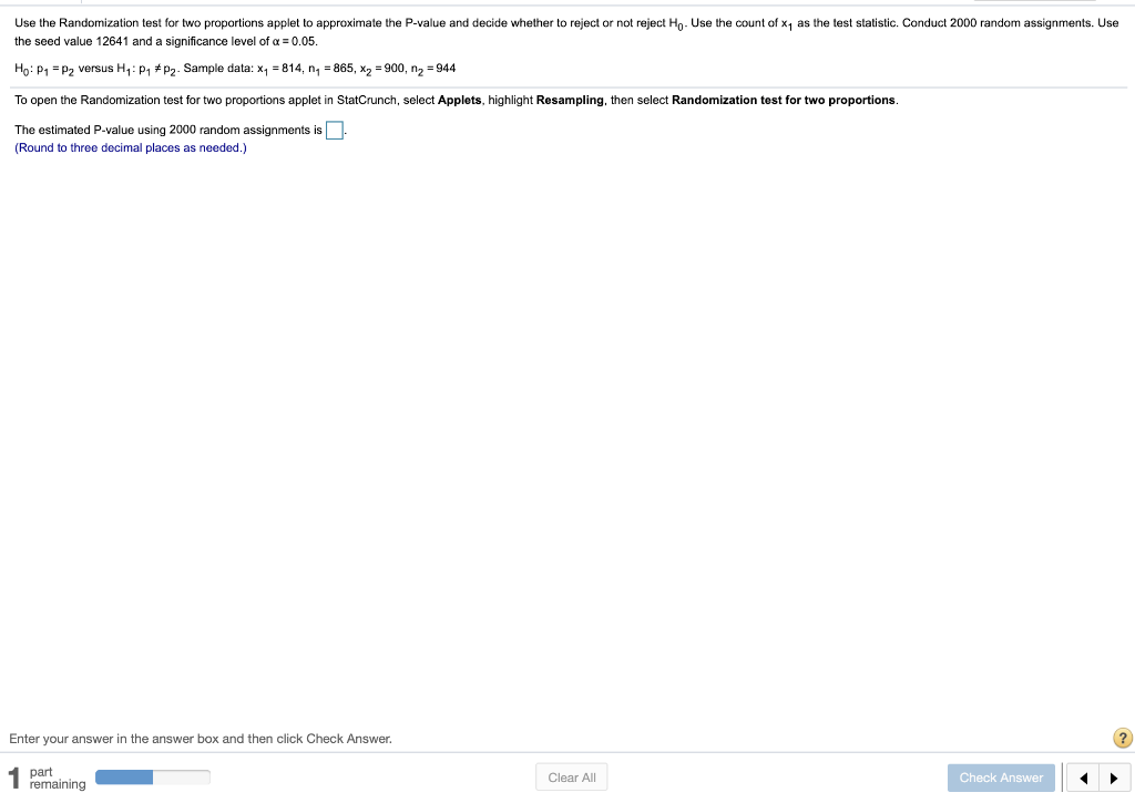 Solved Use The Randomization Test For Two Proportions Applet
