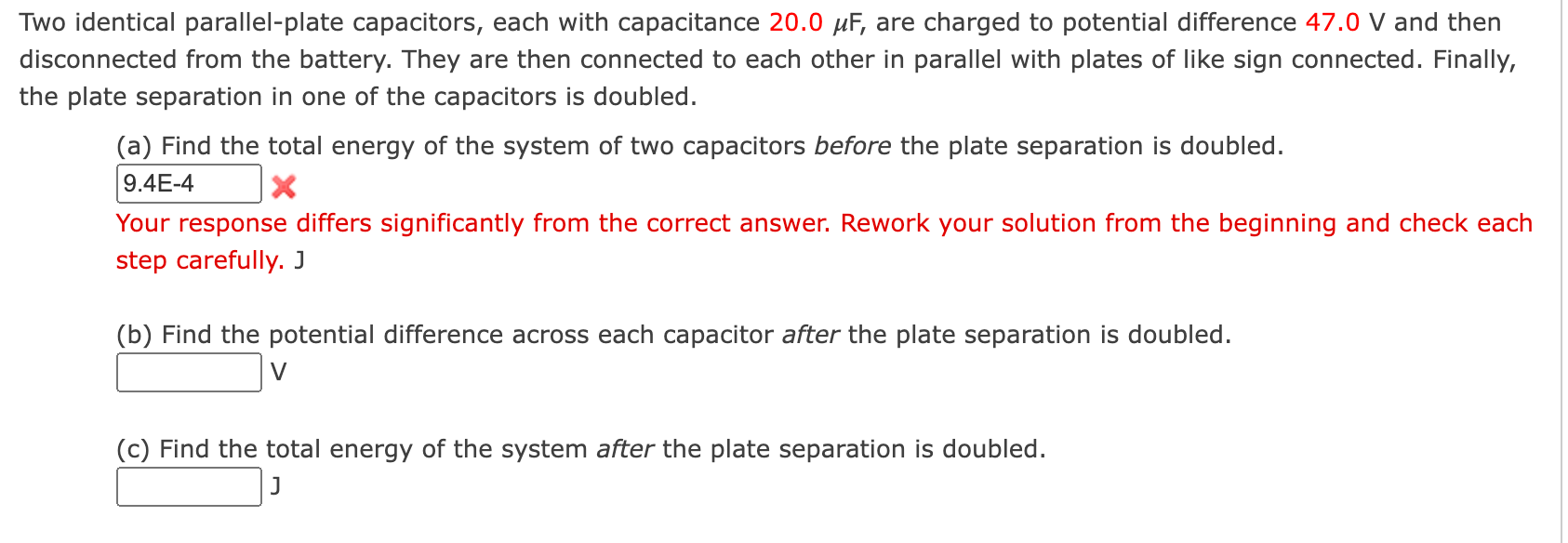 Solved Fwo identical parallel-plate capacitors, each with | Chegg.com