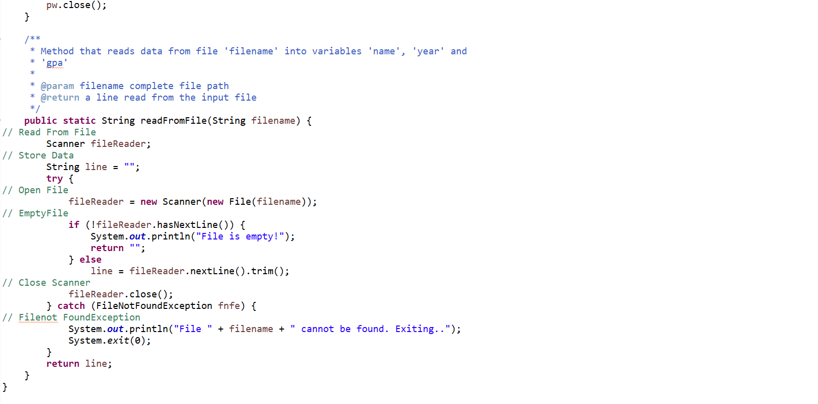 Solved System.out.println("File" + filename + " cannot be | Chegg.com
