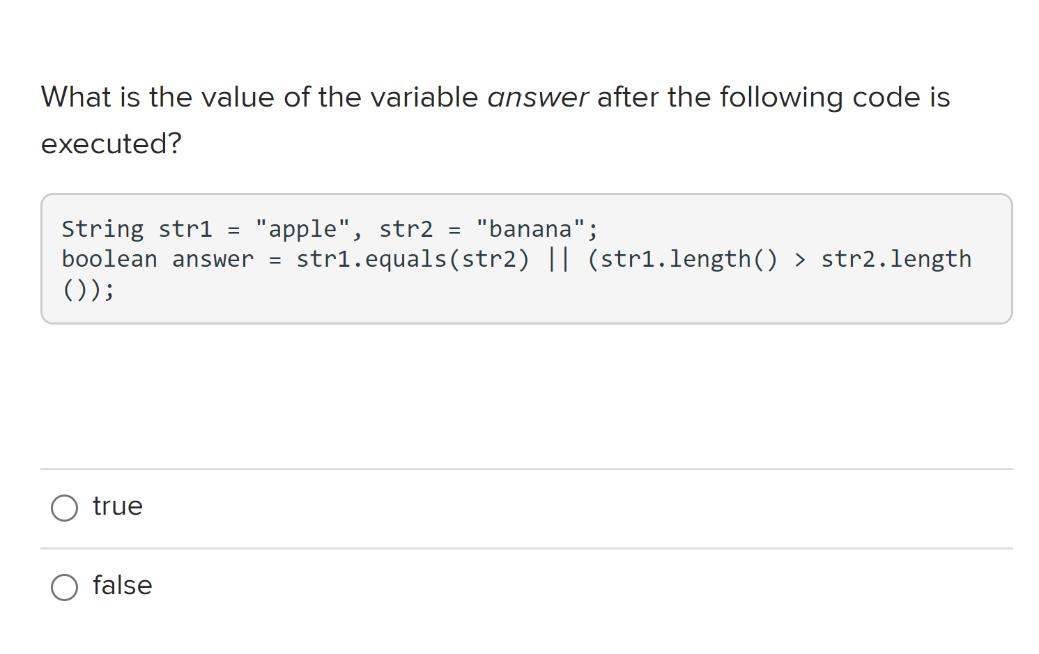 Solved What is the value of the variable answer after the | Chegg.com