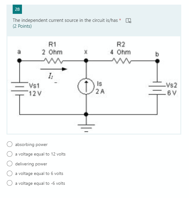 Solved 22 The independent current source is in the circuit | Chegg.com