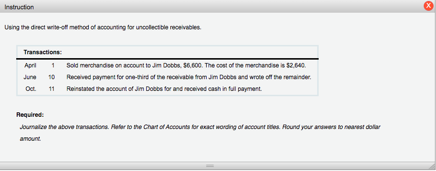 Solved Using the direct write-off method of accounting for | Chegg.com