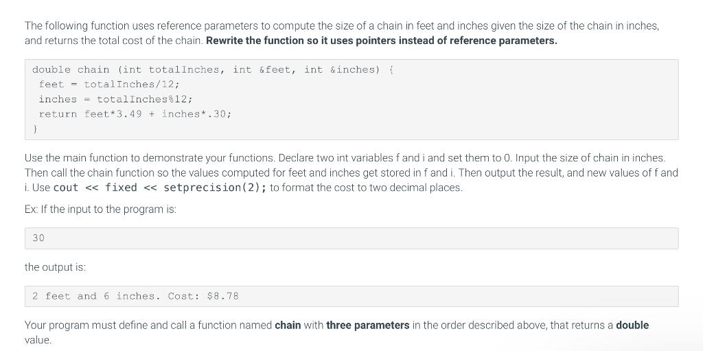 Solved The following function uses reference parameters to | Chegg.com