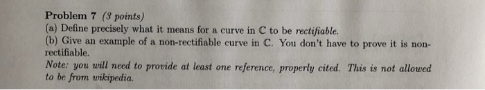 Solved Problem 7 (3 points) (a) Define precisely what it | Chegg.com