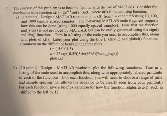 Solved How to solve problem 11 using matlab. I cannot figure | Chegg.com