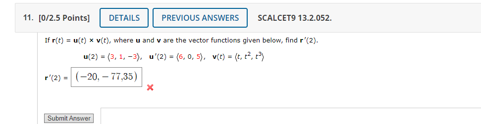 Solved If r(t)=u(t)×v(t), where u and v are the vector | Chegg.com