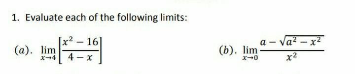 Solved 1. Evaluate each of the following limits: (b). lim | Chegg.com