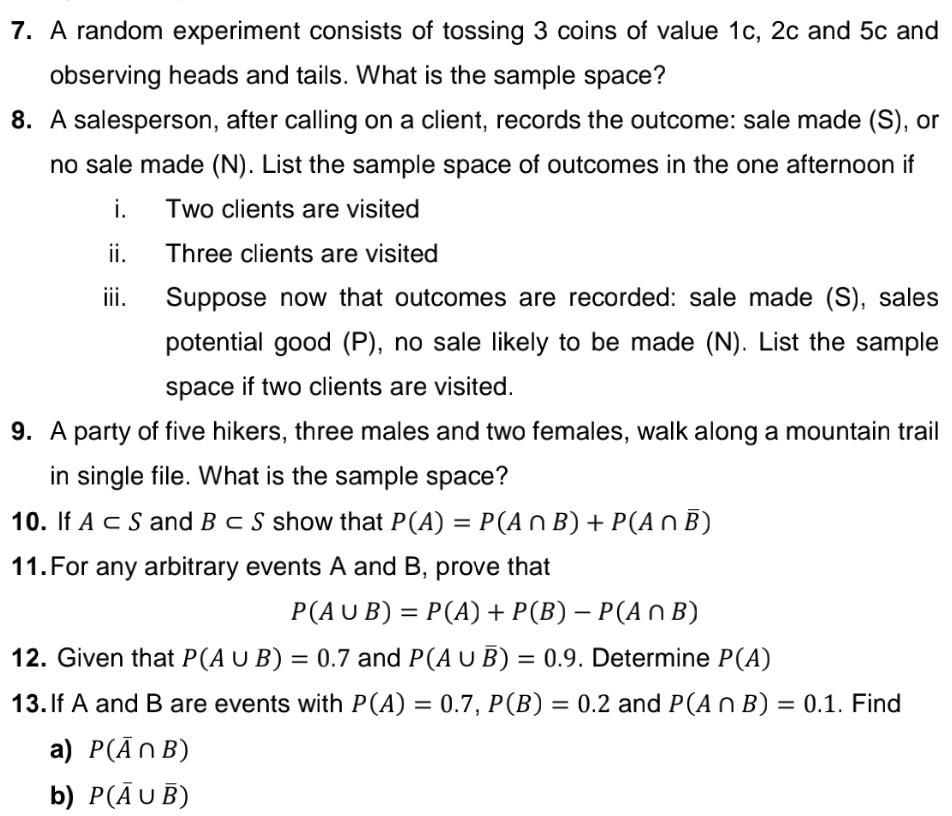 Solved 7. A random experiment consists of tossing 3 coins of | Chegg.com