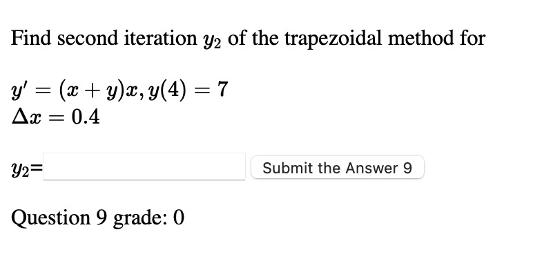 Solved Find second iteration \\( y_{2} \\) of the | Chegg.com
