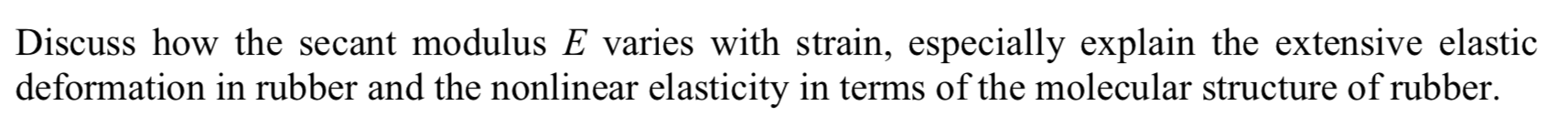 Solved Discuss how the secant modulus E varies with strain, | Chegg.com