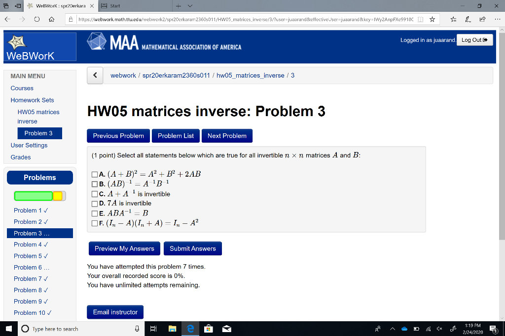 Solved 5 WebWork: spr20erkara X E Start + E > O | Chegg.com