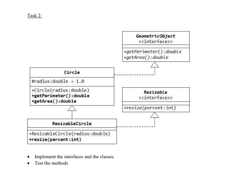 Solved Task 2: GeometricObject +getPerimeter(): double | Chegg.com