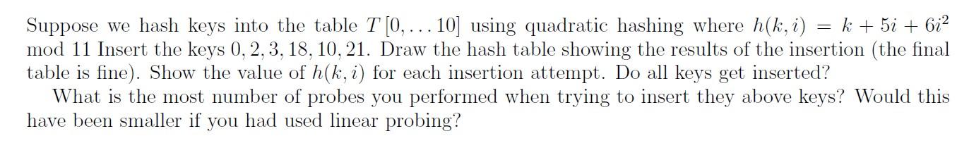 Solved = Suppose we hash keys into the table T (0, ... 10) | Chegg.com