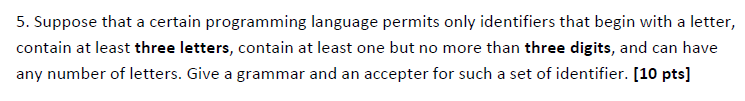 Solved 5. Suppose that a certain programming language | Chegg.com
