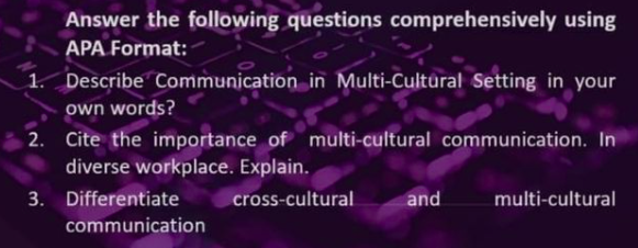 Solved Answer the following questions comprehensively using | Chegg.com