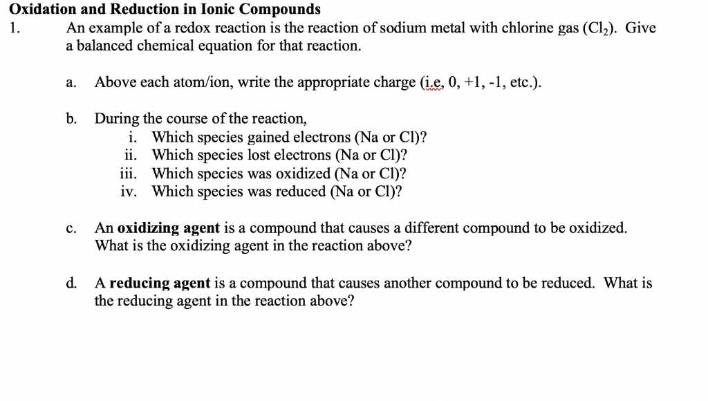 Solved Oxidation and Reduction in Ionic Compounds 1 An | Chegg.com