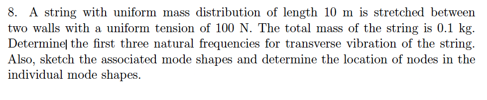 Solved 8. A string with uniform mass distribution of length | Chegg.com