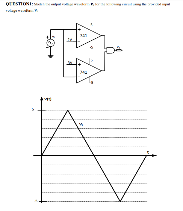 Solved QUESTION1: Sketch the output voltage waveform V, for | Chegg.com