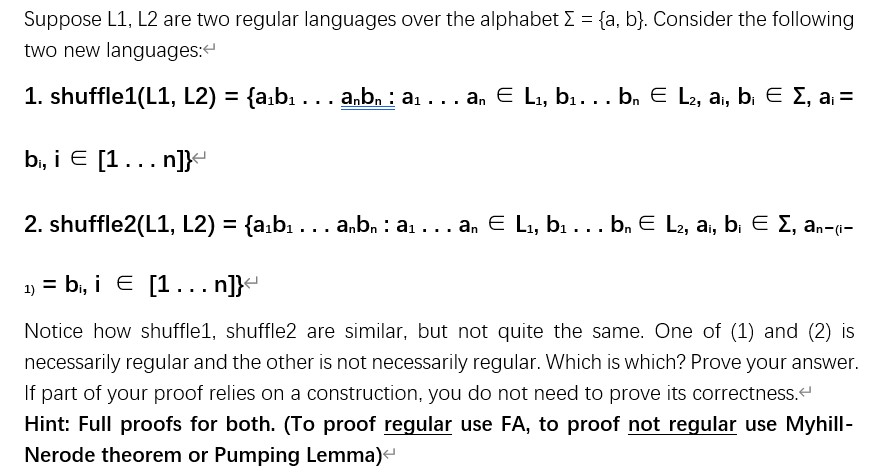 Solved Suppose L1, L2 are two regular languages over the | Chegg.com