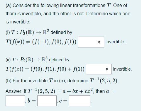 Solved (a) Consider the following linear transformations T. | Chegg.com
