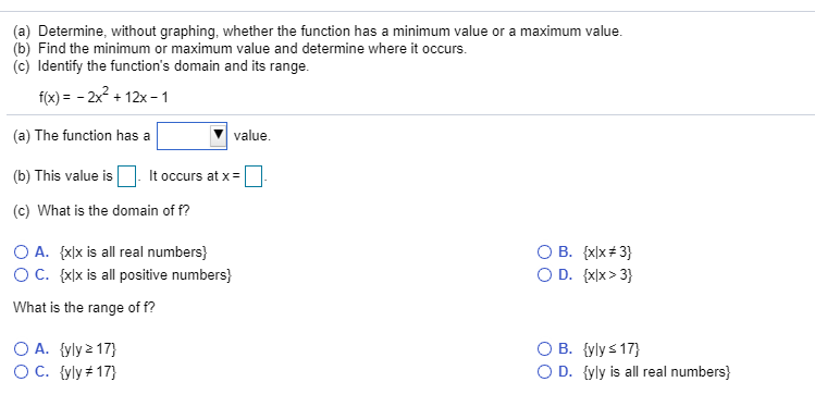Solved (a) Determine, without graphing, whether the function | Chegg.com
