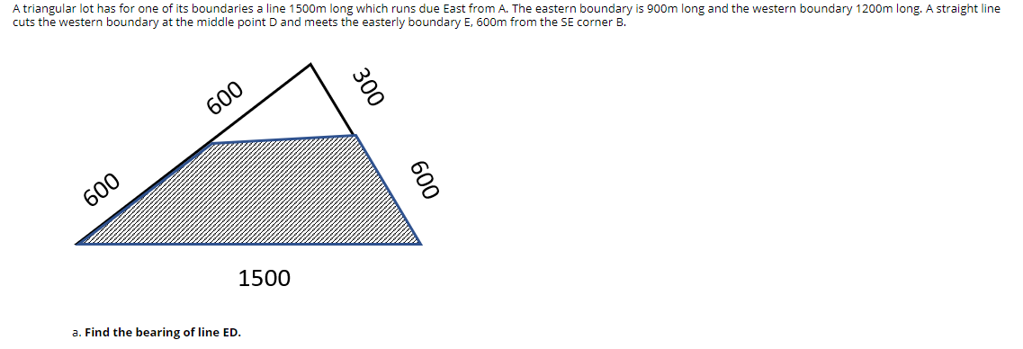 Solved A triangular lot has for one of its boundaries a line | Chegg.com