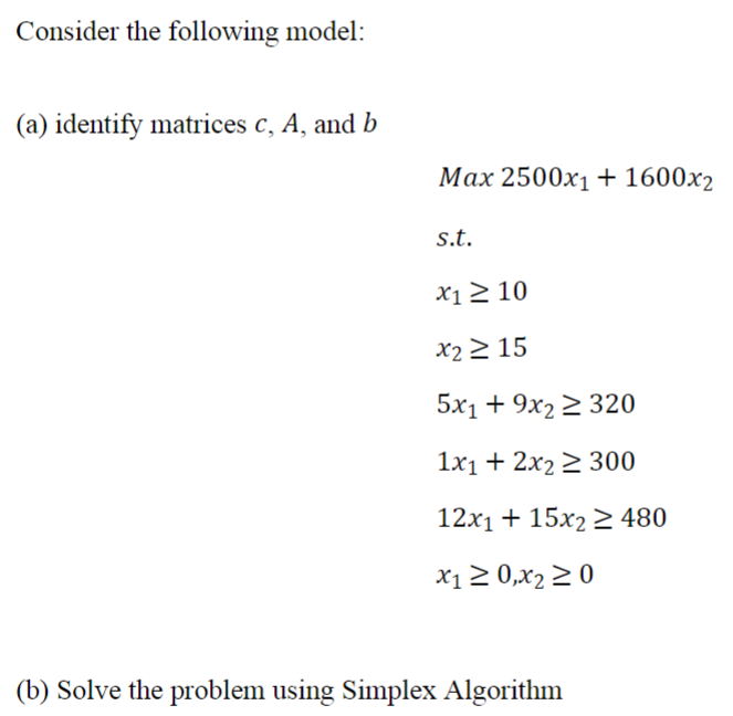 Solved Consider the following model: (a) identify matrices | Chegg.com