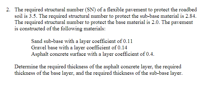 Solved 2. The required structural number (SN) of a flexible | Chegg.com