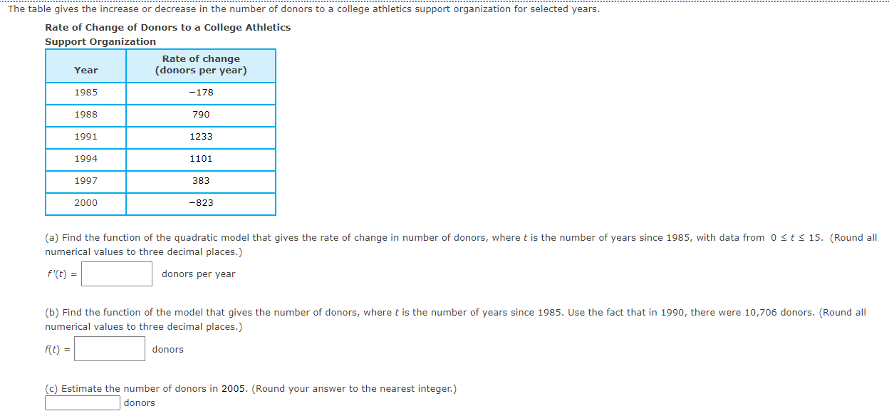 Solved The table gives the increase or decrease in the | Chegg.com