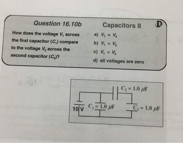 Solved How does the voltage V_1 across the first capacitor | Chegg.com
