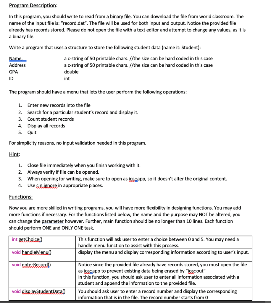 Solved Program Description: In this program, you should | Chegg.com