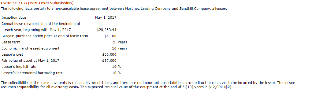 Solved Exercise 21-8 (Part Level Submission) The following | Chegg.com