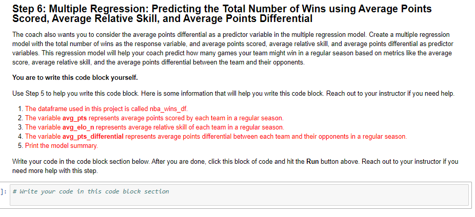 Solved Step 5 Multiple Regression Predicting The Total 