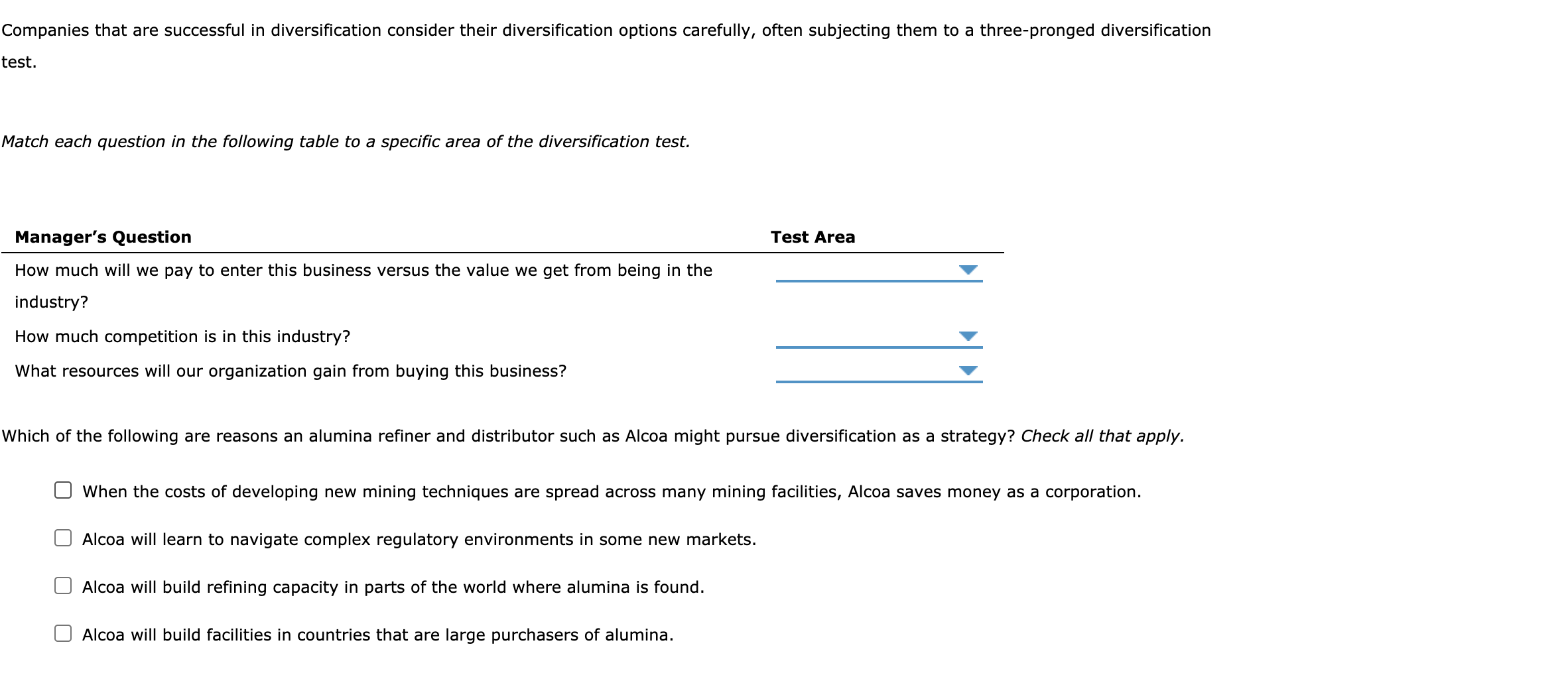 Solved Use your knowledge of diversification to fill in the | Chegg.com