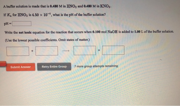 Solved A buffer solution is made that is 0.480 M in HNO2 and | Chegg.com