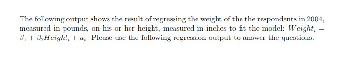 Solved The Following Output Shows The Result Of Regressing 5781