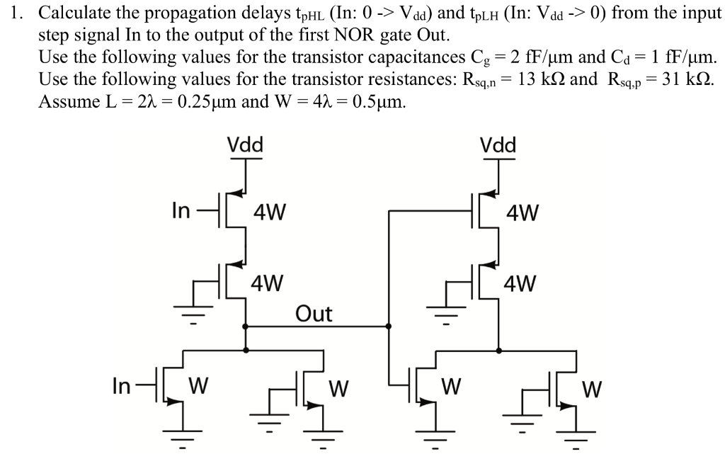 1. Calculate the propagation delays tpHL (In: 0) -> | Chegg.com