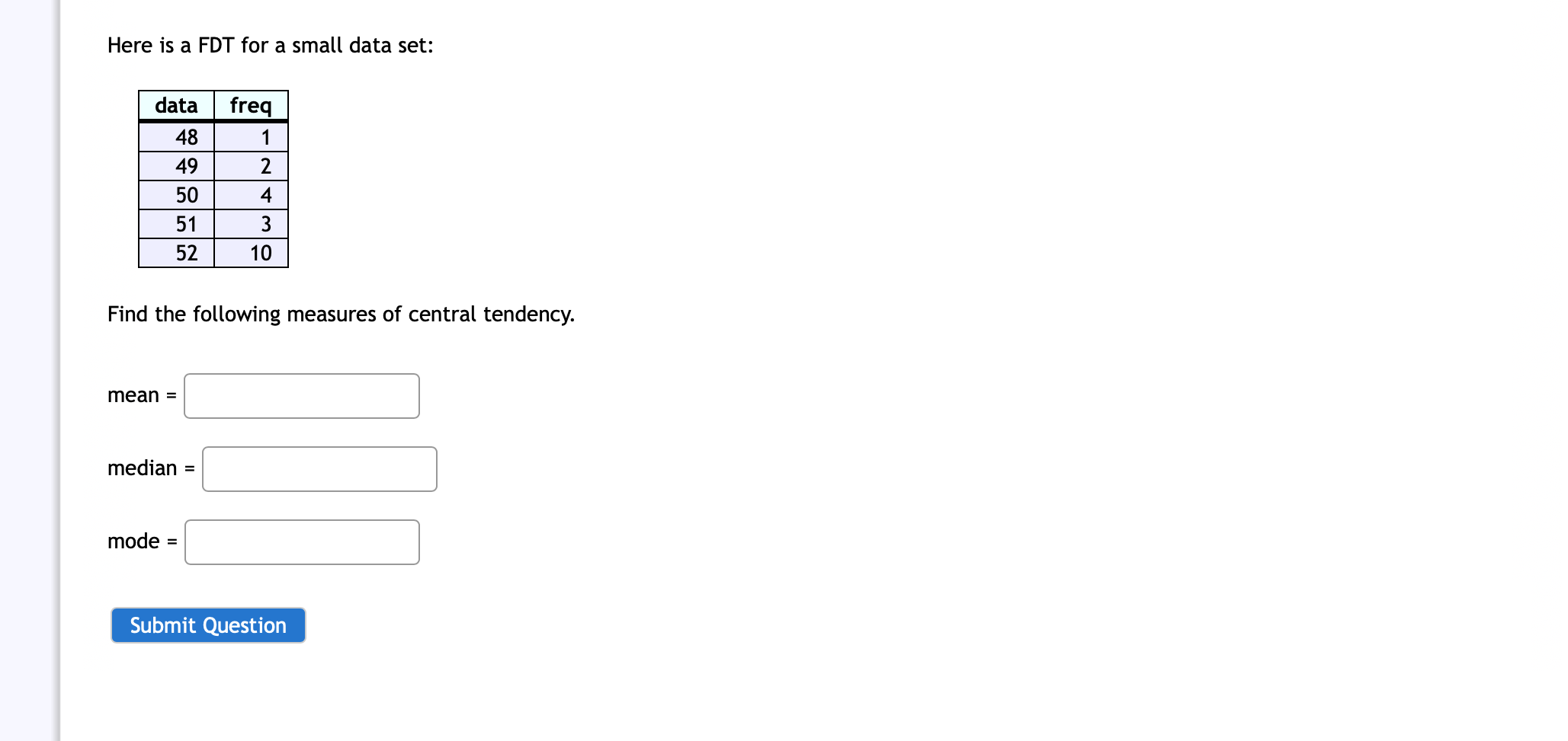 Solved Here is a FDT for a small data set:Find the following | Chegg.com