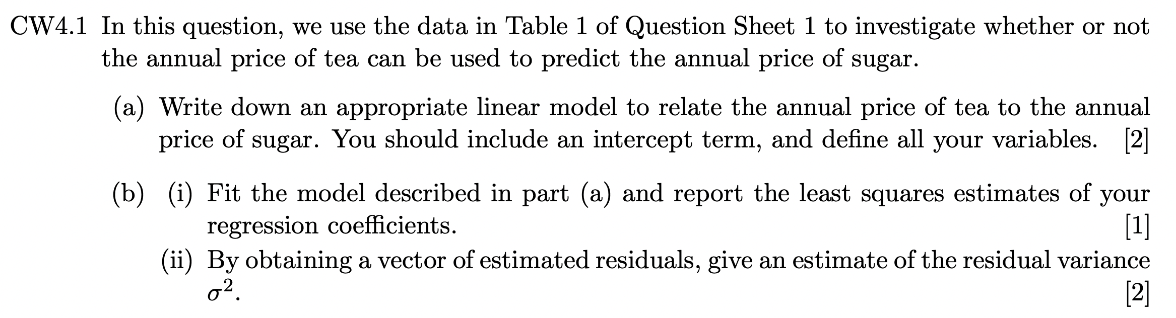 Solved W4.1 In this question, we use the data in Table 1 of | Chegg.com
