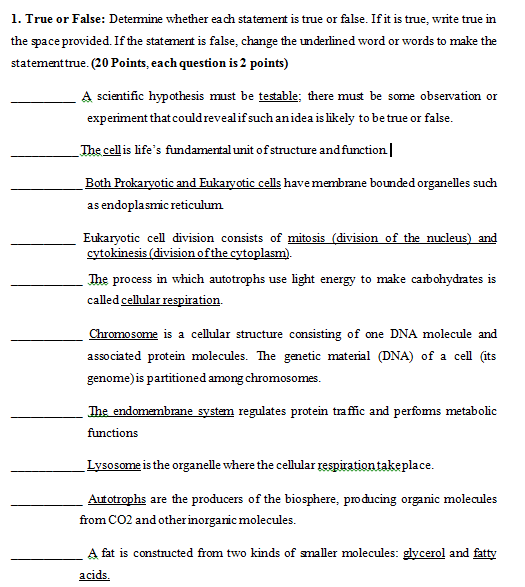 Solved 1. True or False: Determine whether each statement is | Chegg.com