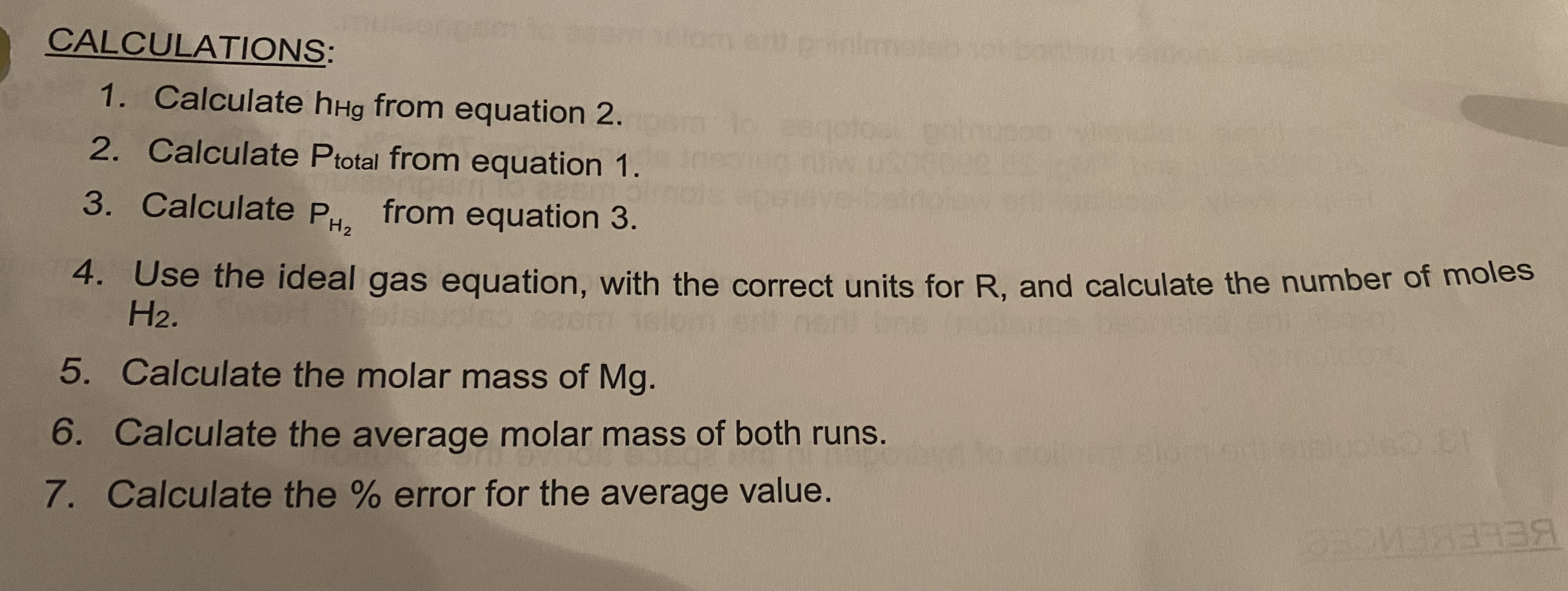 Solved 1. Calculate hHg from equation 2 . 2. Calculate | Chegg.com