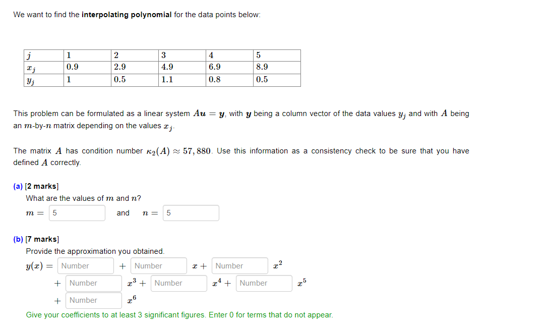 Solved We want to find the interpolating polynomial for the | Chegg.com