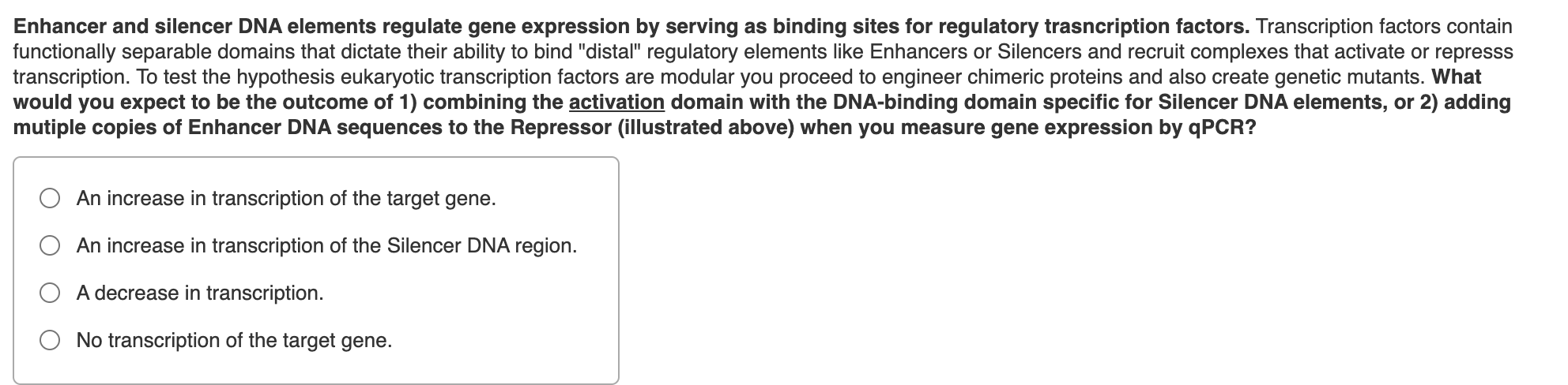 Solved Activator Enhancer Promoter Repressor Silencer | Chegg.com
