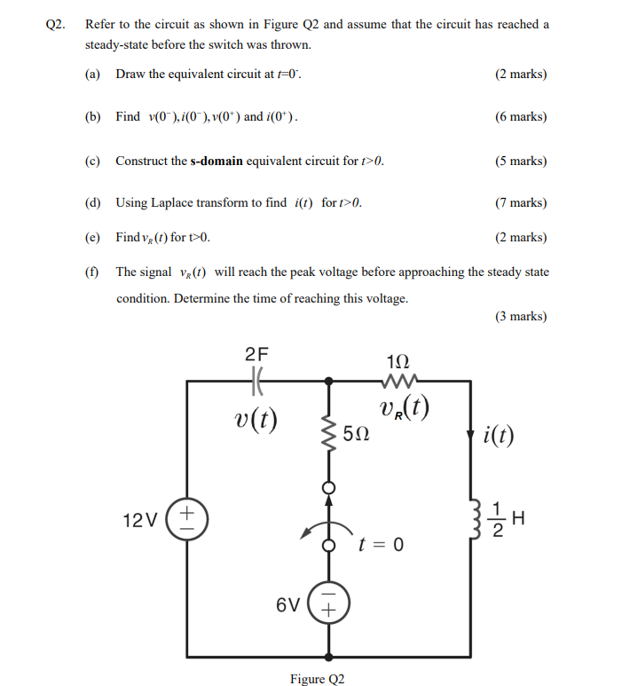 Solved Q2. Refer to the circuit as shown in Figure Q2 and | Chegg.com