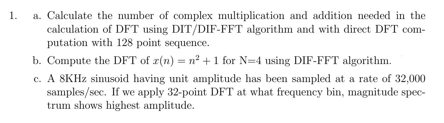 Solved 1. a. Calculate the number of complex multiplication | Chegg.com