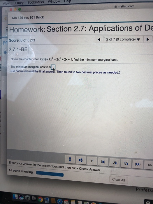 Solved View History Bookmarks Window Help 읊 mathxl.com MA | Chegg.com