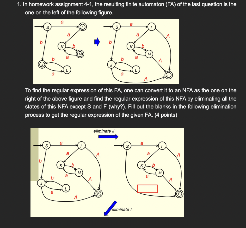 Solved 1. In homework assignment 4-1, the resulting finite | Chegg.com