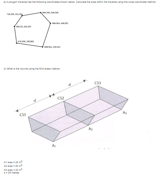 Solved a) A polygon traverse has the following coordinates | Chegg.com